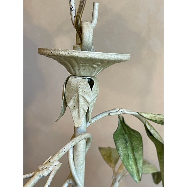 1990s Huarco by Elk Seashell Sage Green, Floral, Glass and Gold 3 Light ...