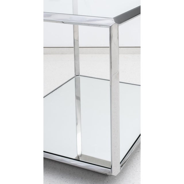 Modern Minimalist Cube Chromed Metal Side Table | Chairish