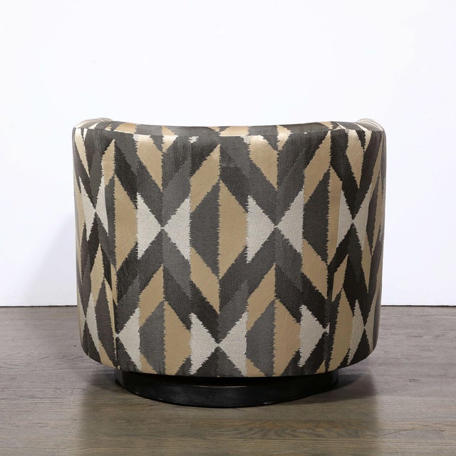 1970s Mid-Century Modernist Swivel Club Chairs in Staggered Geometric ...