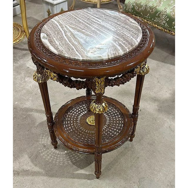 Italian Rococo Style Marble Topped Copper Side Table | Chairish