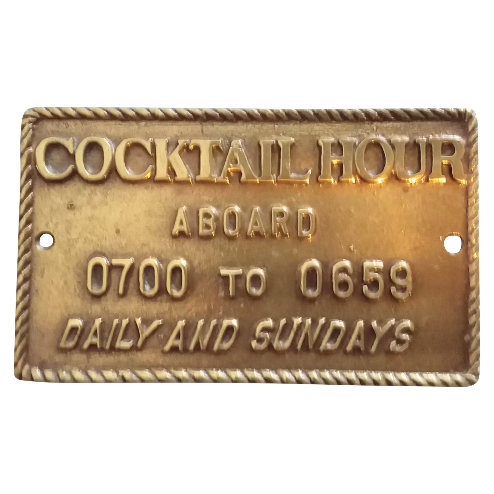 1970s Nautical Ship Cocktail Hours Brass Bar Sign | Chairish