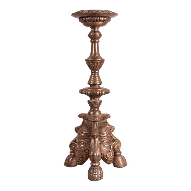 Early 21st Century Finish Wood Candle Stand | Chairish