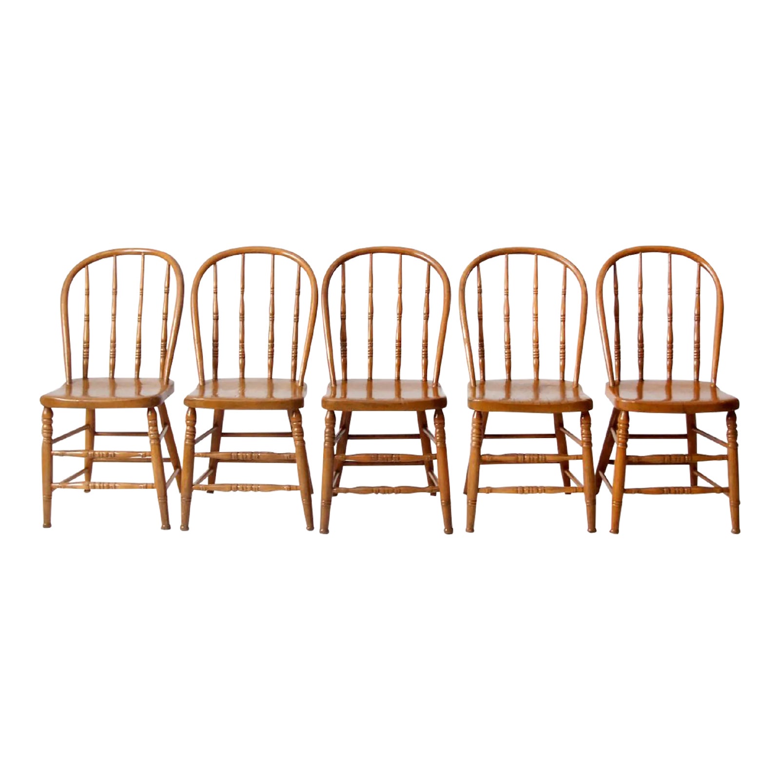 Antique Bow Back Windsor Dining Chairs Set of 5 | Chairish