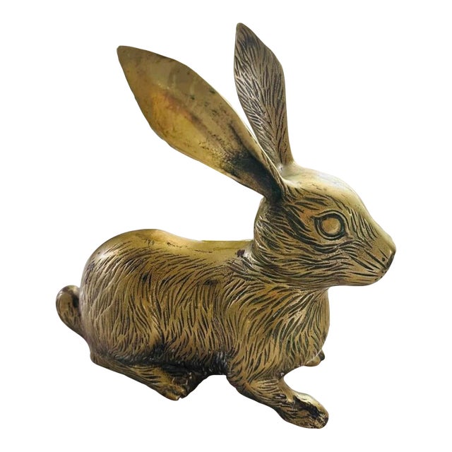 1970s Brass Bunny Figurine | Chairish