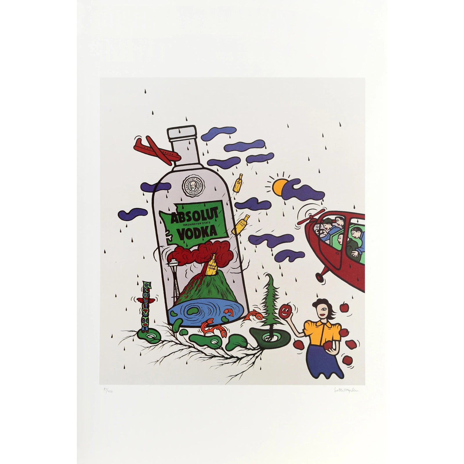 Absolut Statehood: Washington State, Victor Hayden Lithograph | Chairish