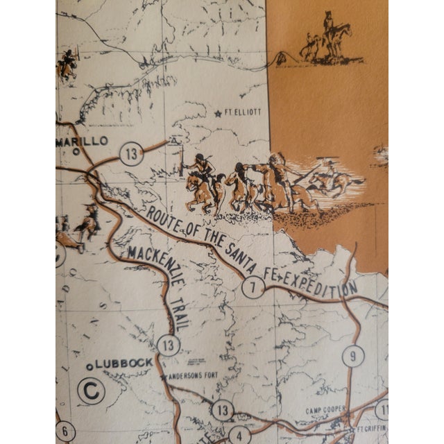 1960s Hoffman & Walker's Pictorial Historical Map of Texas | Chairish