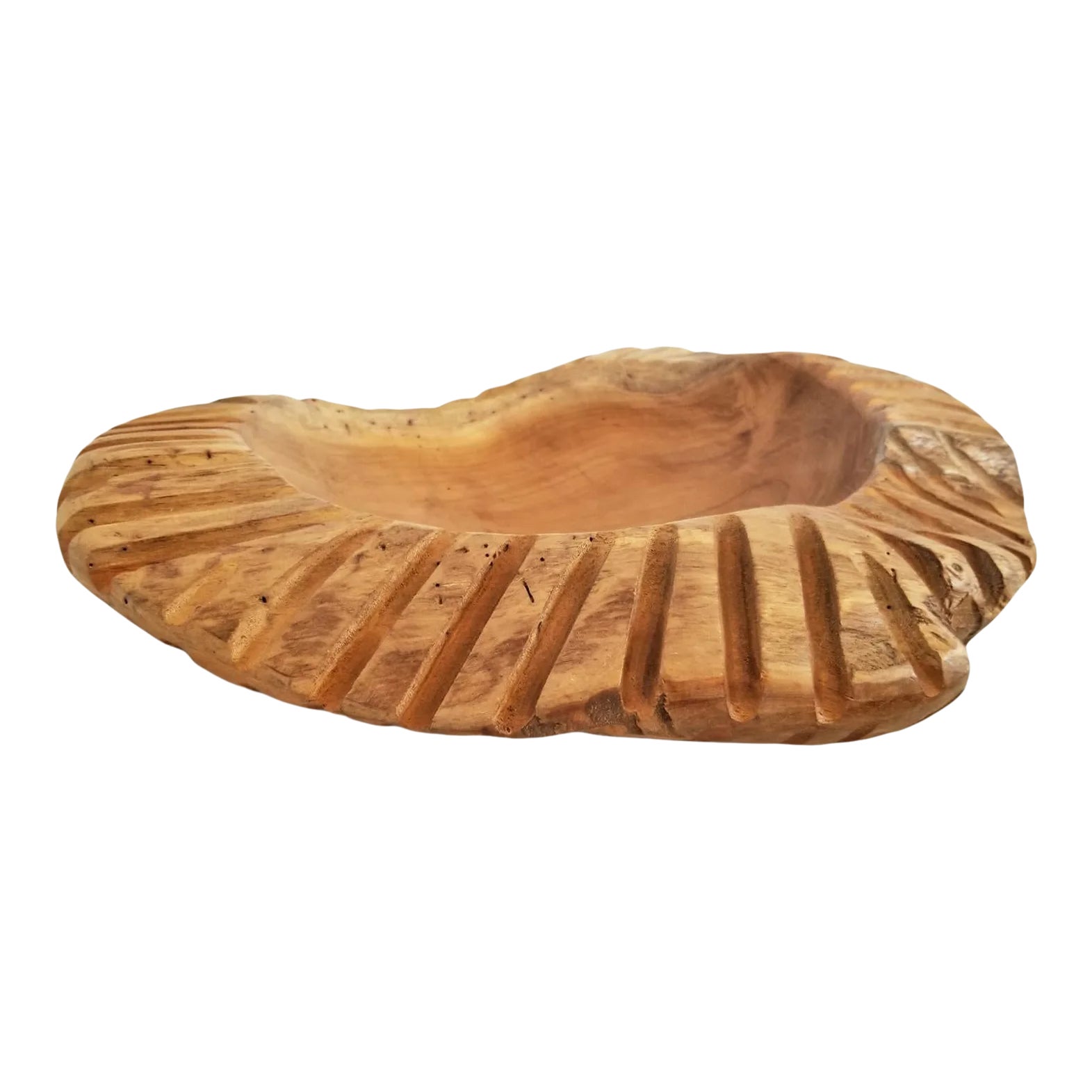Striped Teak Root Bowl Large | Chairish