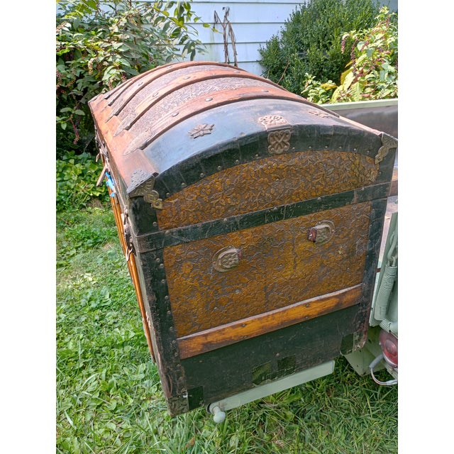 Antique 1800s Dome Top Steamer Trunk | Chairish