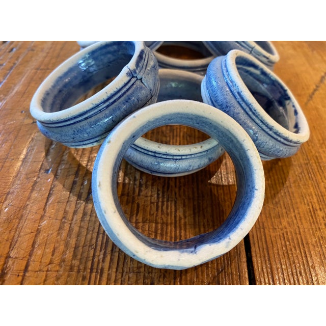 Vintage Handmade Hand-Painted Ceramic Napkin Rings- Set of 8 | Chairish