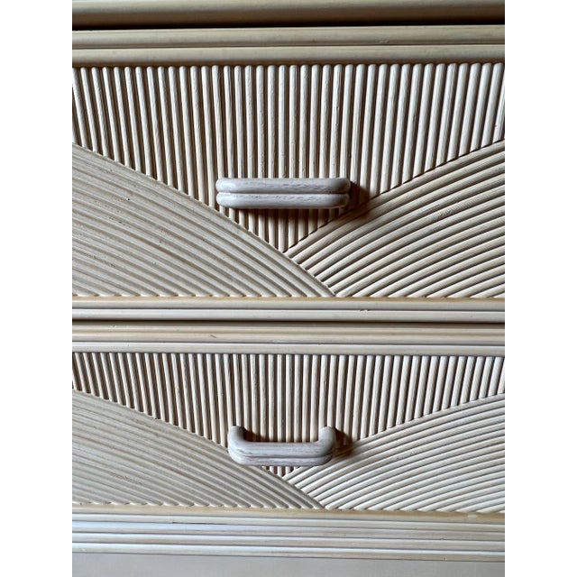 1980s Pair of Vintage Rattan Pencil Reed-Paneled Style Nightstands by ...