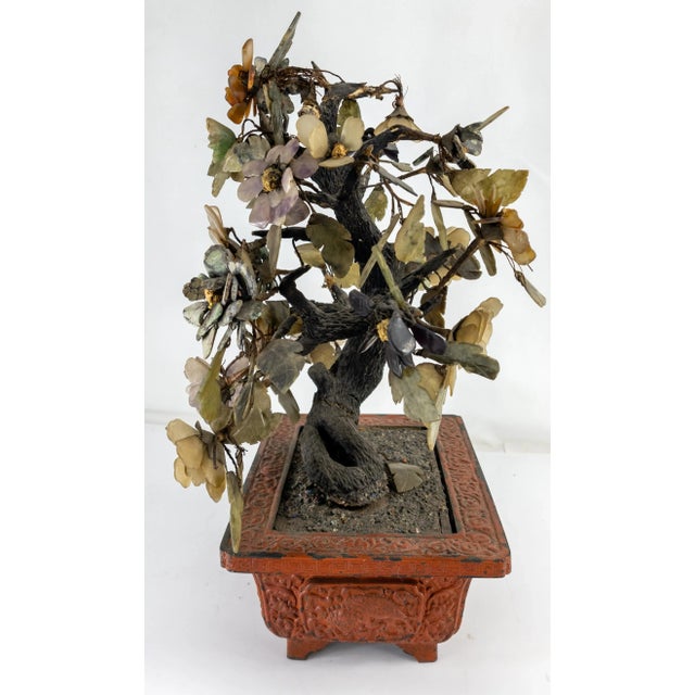 19th Century Chinese Chinoiserie Decorative Jade Tree With Hardstone ...