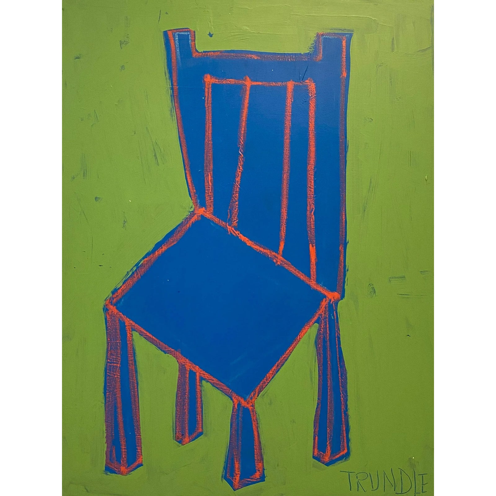 Sarah Trundle, Contemporary Abstract Chair Painting, "A Chair: Blue on ...