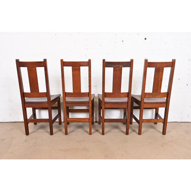 Limbert Mission Oak Arts & Crafts Dining Chairs, Set of Four | Chairish