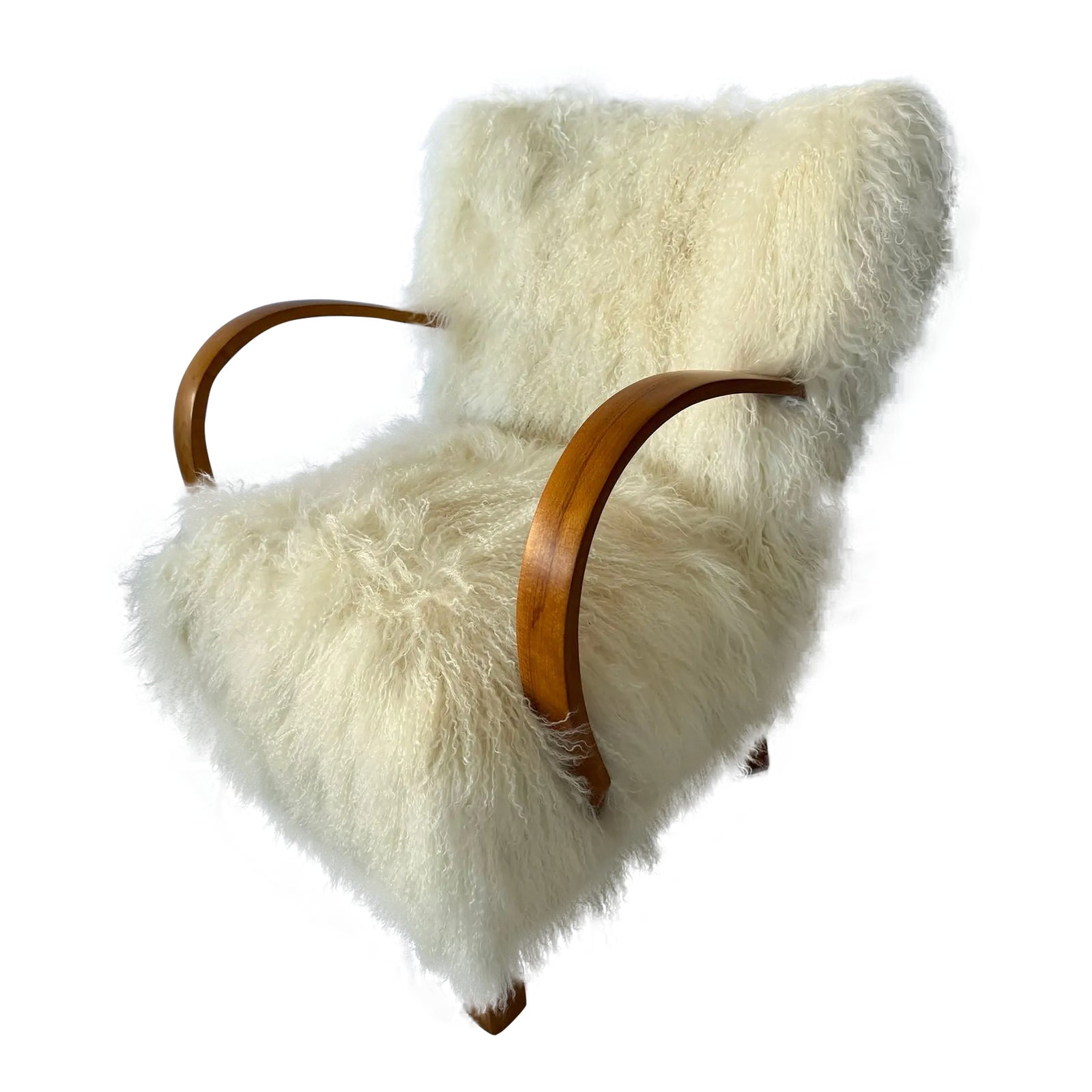 1940s Scandinavian Long Hair Sheepskin Lounge Chair | Chairish