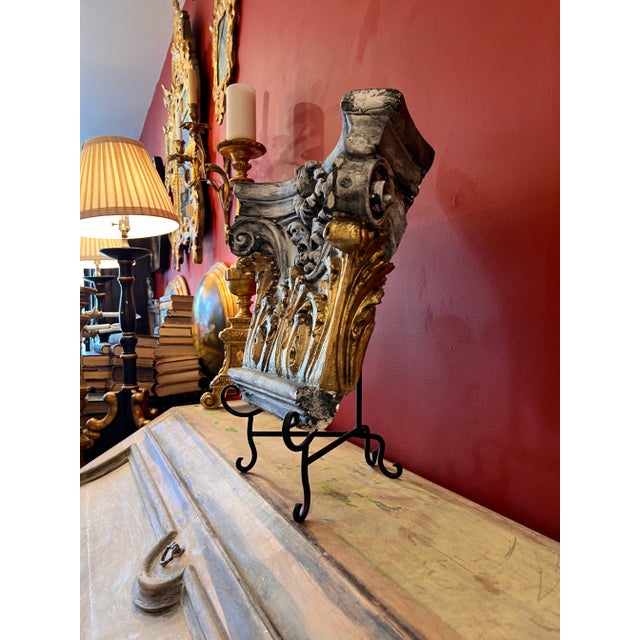 Neoclassical Plaster Corinthian Capital Wall Relief on the Metal Base ...