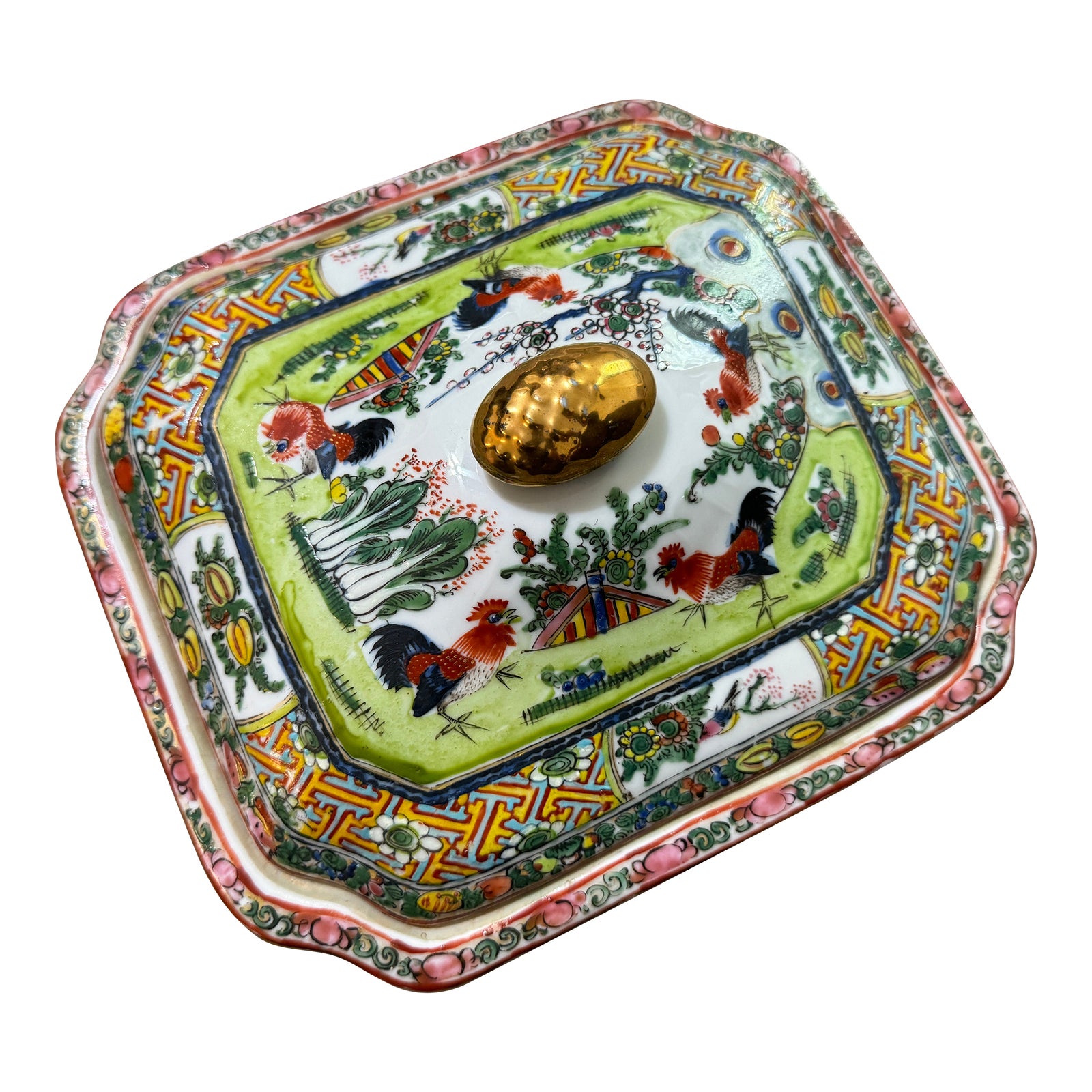 LAte 19th Century Antique Famille Rose Chinese Bok Choy / Chicken ...