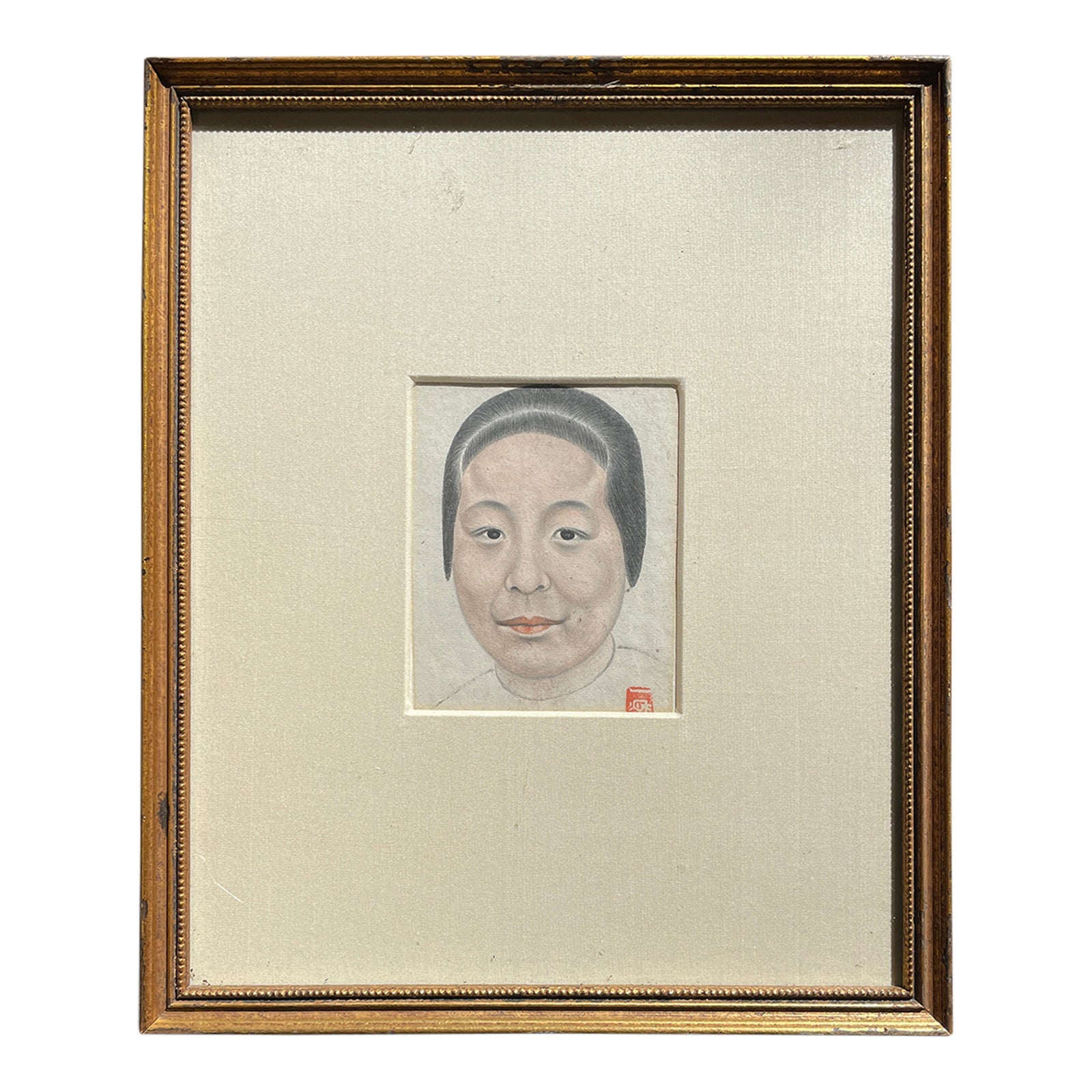 Historic Watercolor Woman Portrait Shanghai C. 1900 | Chairish