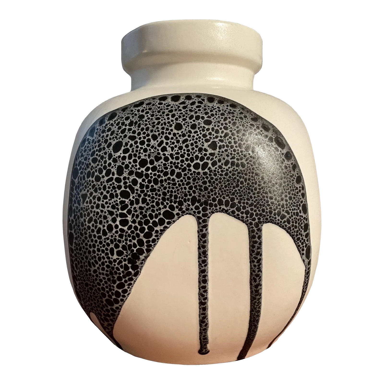 Vintage Large Mid-Century Modern Israeli Hand-Painted Ceramic Vase Made ...