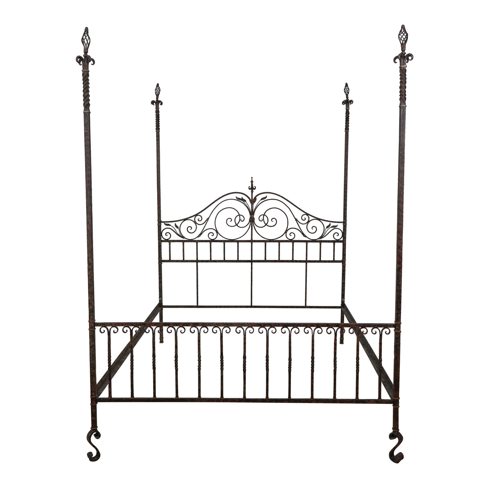 Queen Size Wrought Iron Poster Bed | Chairish