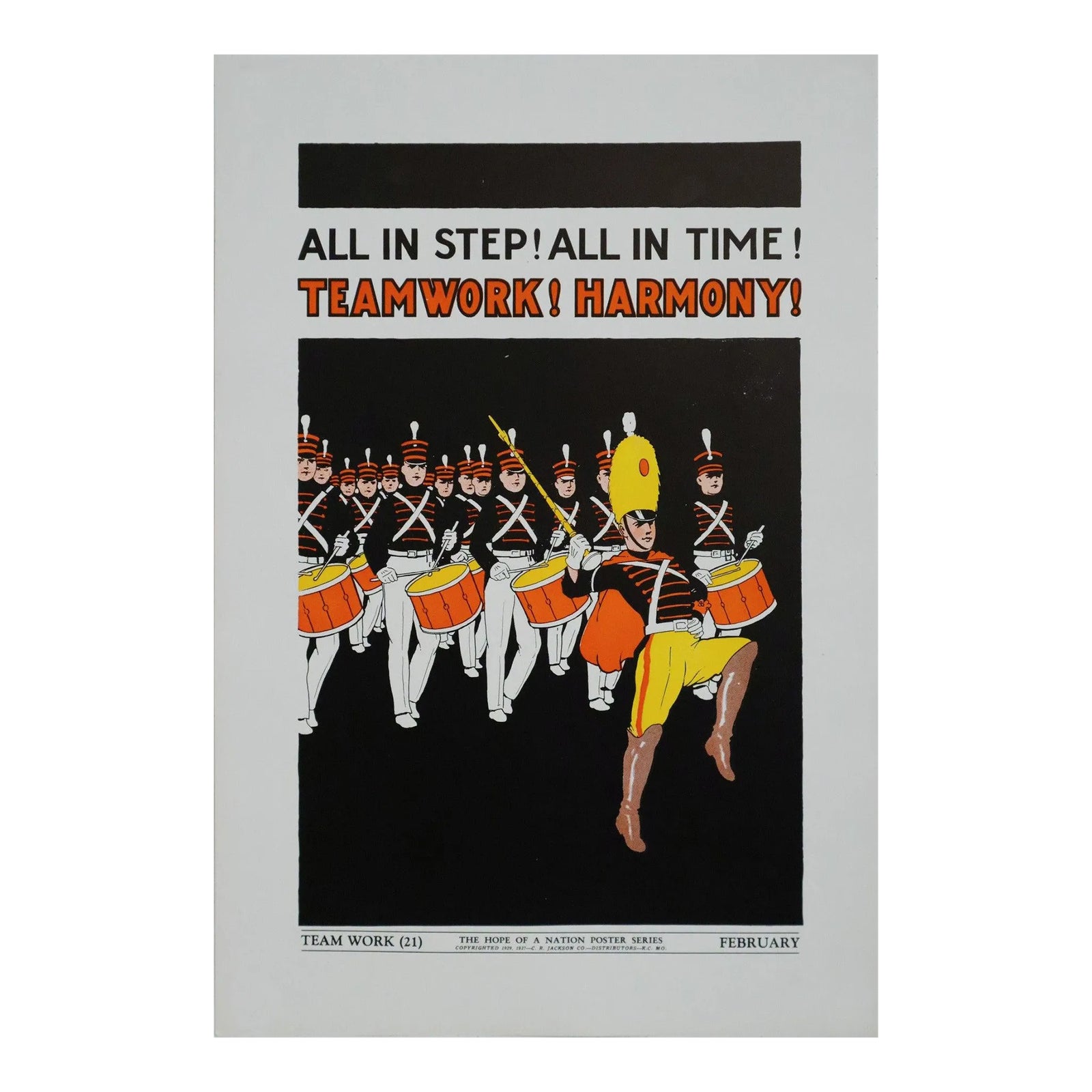 1937 American Hope of a Nation Poster Series, Teamwork (Marching Band ...