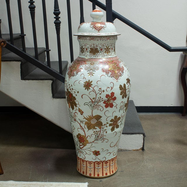 1970s Asian Temple Size Floor Urn With Lid | Chairish