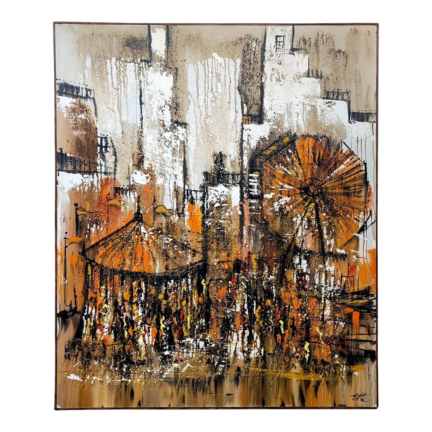 Etta Cien Benjamin Original Mid-Century Modern "Carnival" Painting on ...