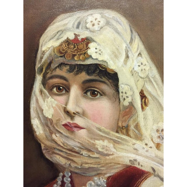 Vintage Italian Portrait Oil on Canvas Painting | Chairish
