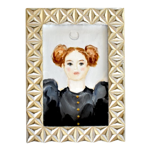 Colorful Portrait of a Lady Under a Crescent Moon by Susannah Carson | Chairish