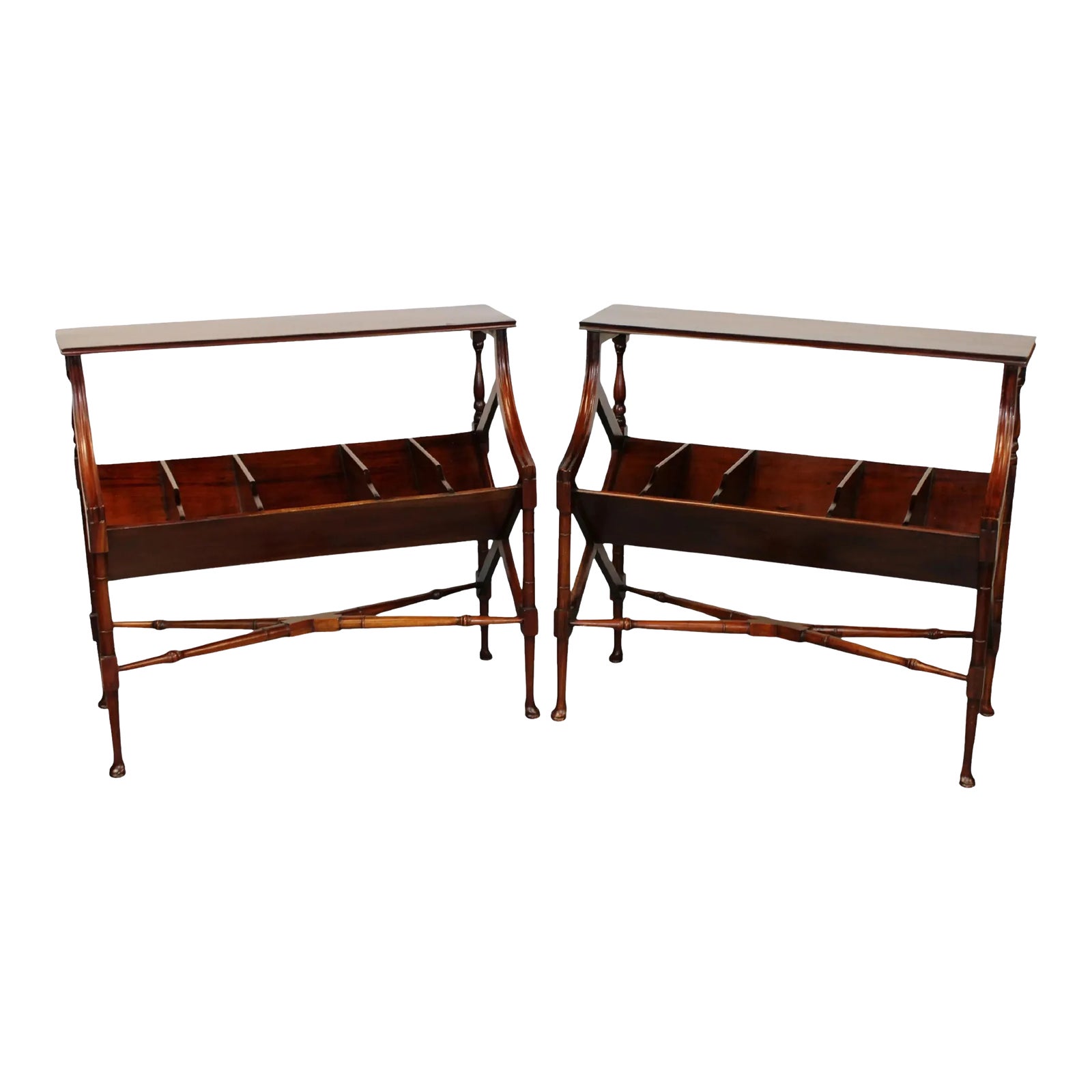 Vintage Traditional Mahogany Book Trough Console Tables - a Pair | Chairish
