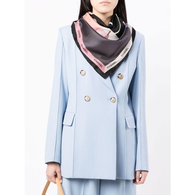 Chanel Blue Classic Bag Print Silk Scarf | Chairish