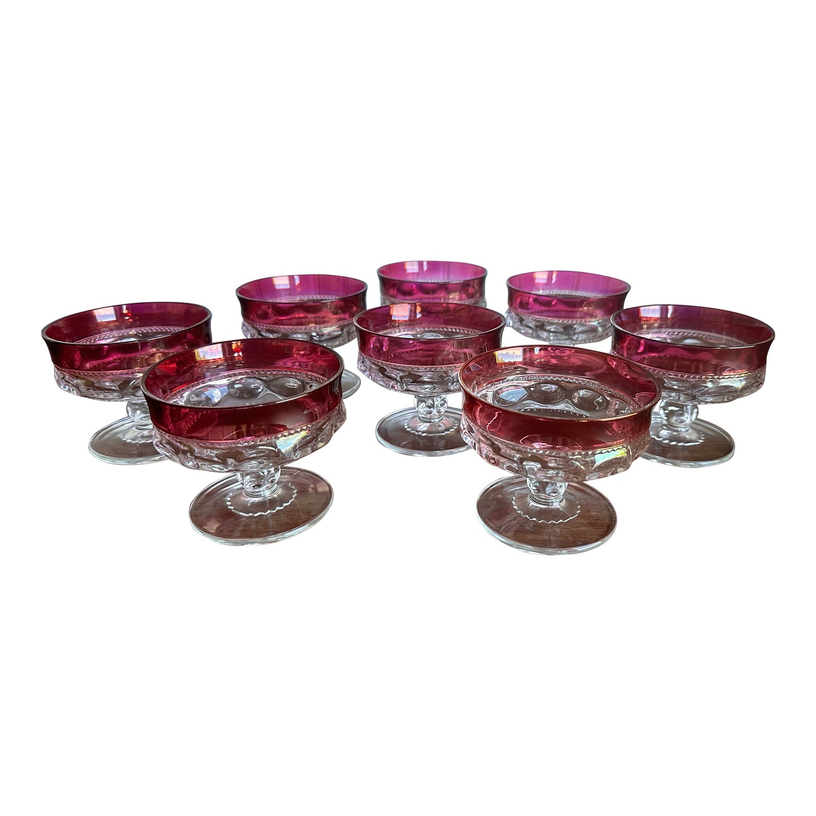 1960s Colony Kings Crown Ruby Red Thumbprint Sherbet Glasses- Set of 8 ...