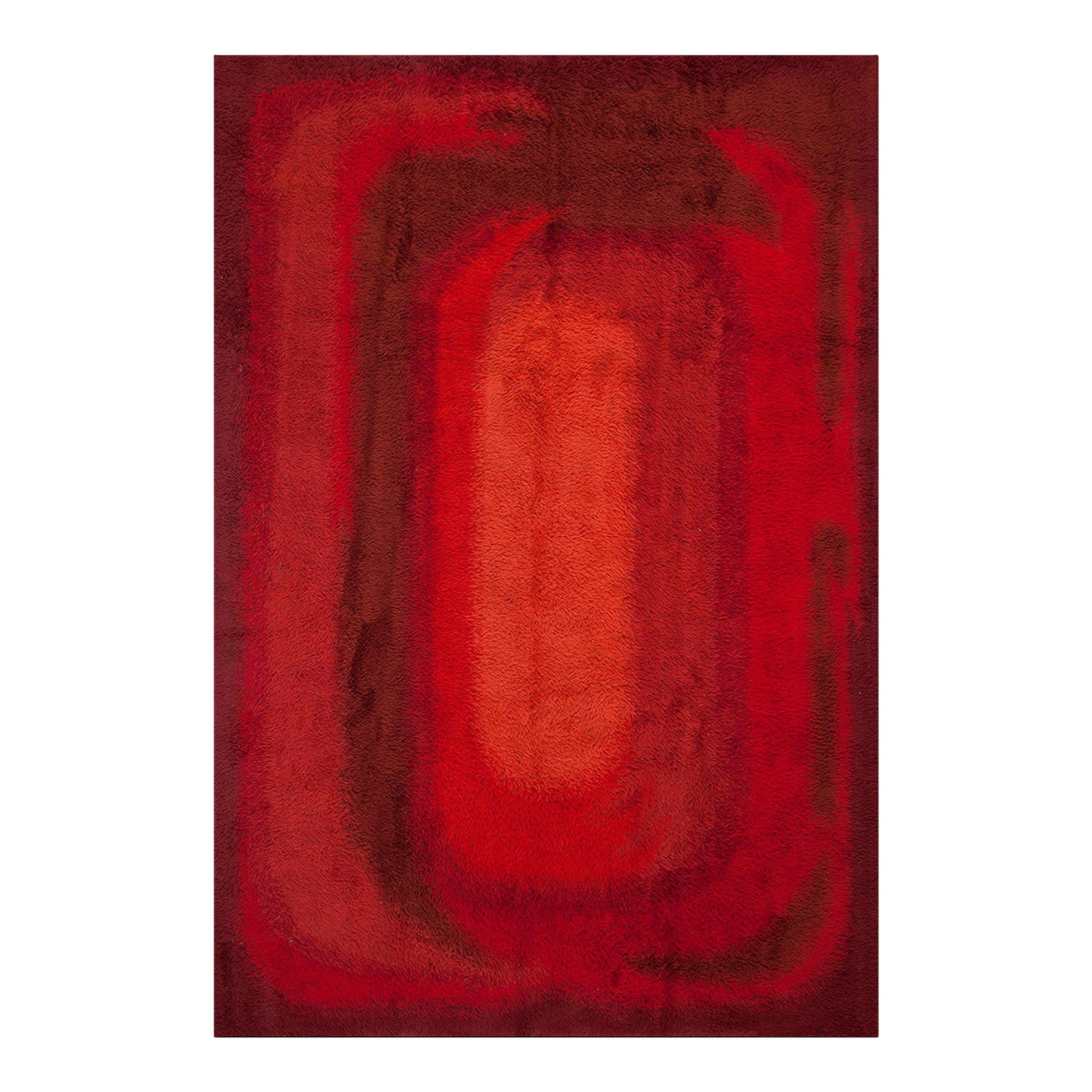 Dynamic Mid-Century With Pallet of Red Color Vintage Swedish Rya Rug ...