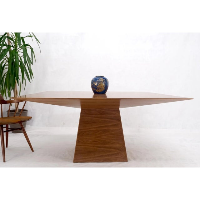 Large Modern Studio Square Walnut Pyramid Shape Base Dining Conference ...