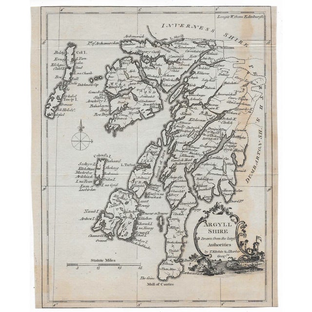 Antique Map of Argyll Scotland by Thomas Kitchin | Chairish