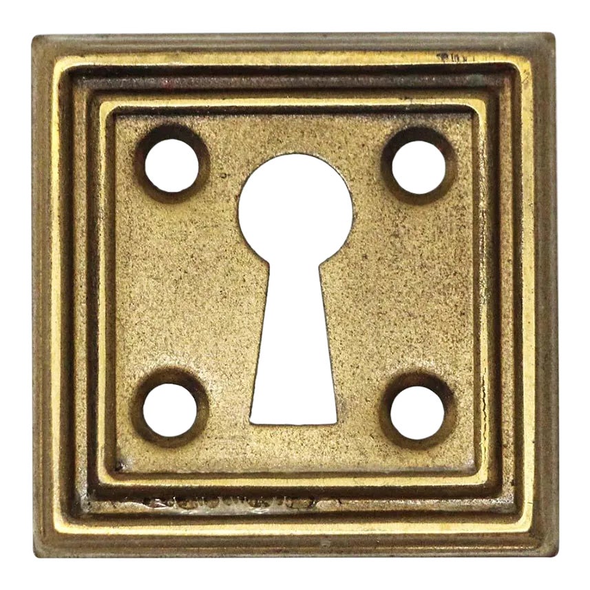 Late 20th Century Art Deco Pressed Brass Square Door Keyhole Cover ...