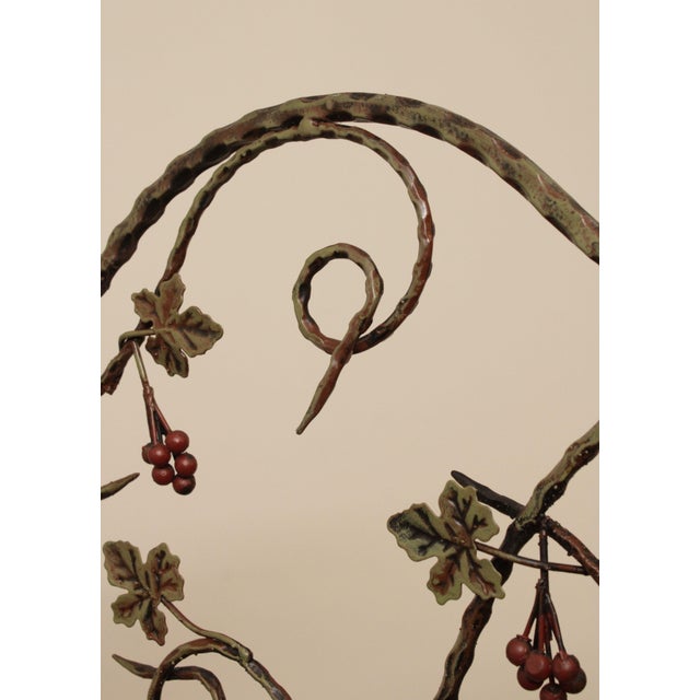 Wrought Iron 3 Panel Leaf & Berries Room Divider Folding Screen | Chairish
