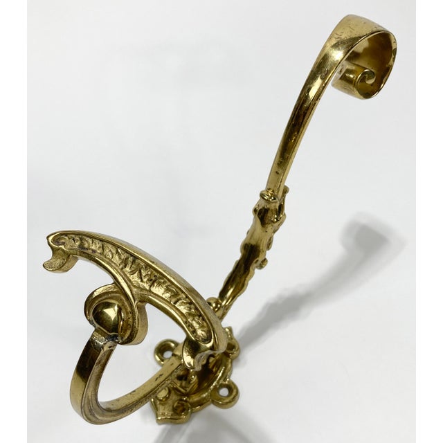 Vintage Victorian Style Brass Wall Hook | Chairish