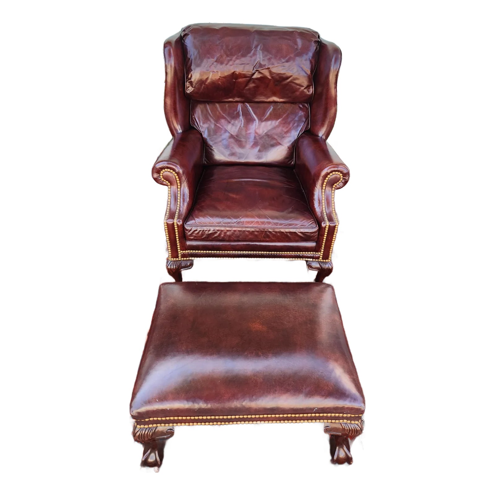 1960s Hancock And Moore Club Wingback Arm Chair And Ottoman Chairish