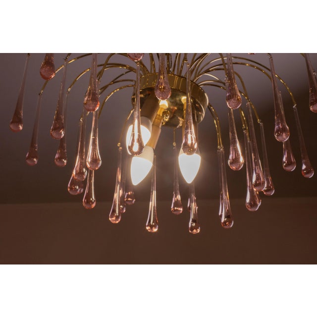 Lady Wendy Pink Drops Murano Chandelier, 1970s | Chairish