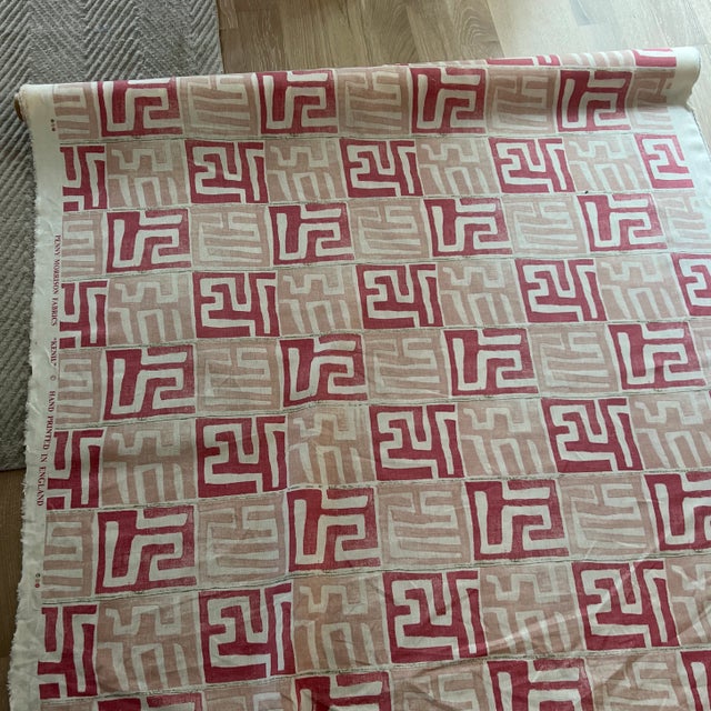 Penny Morrison Pink Kenil Linen Fabric - 2 Yards | Chairish