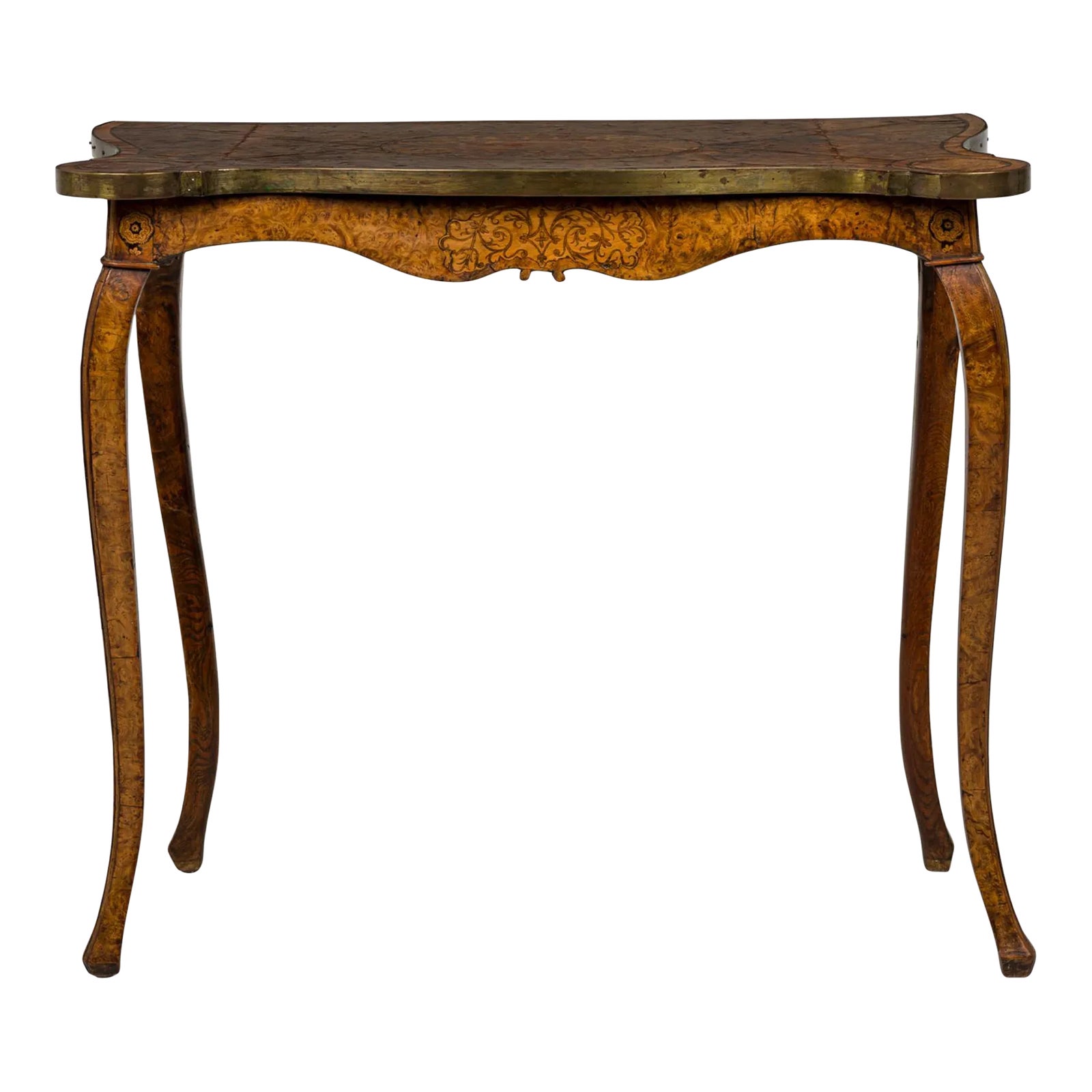 Antique Dutch Elm Inlaid Brass Bound Console Table Chairish