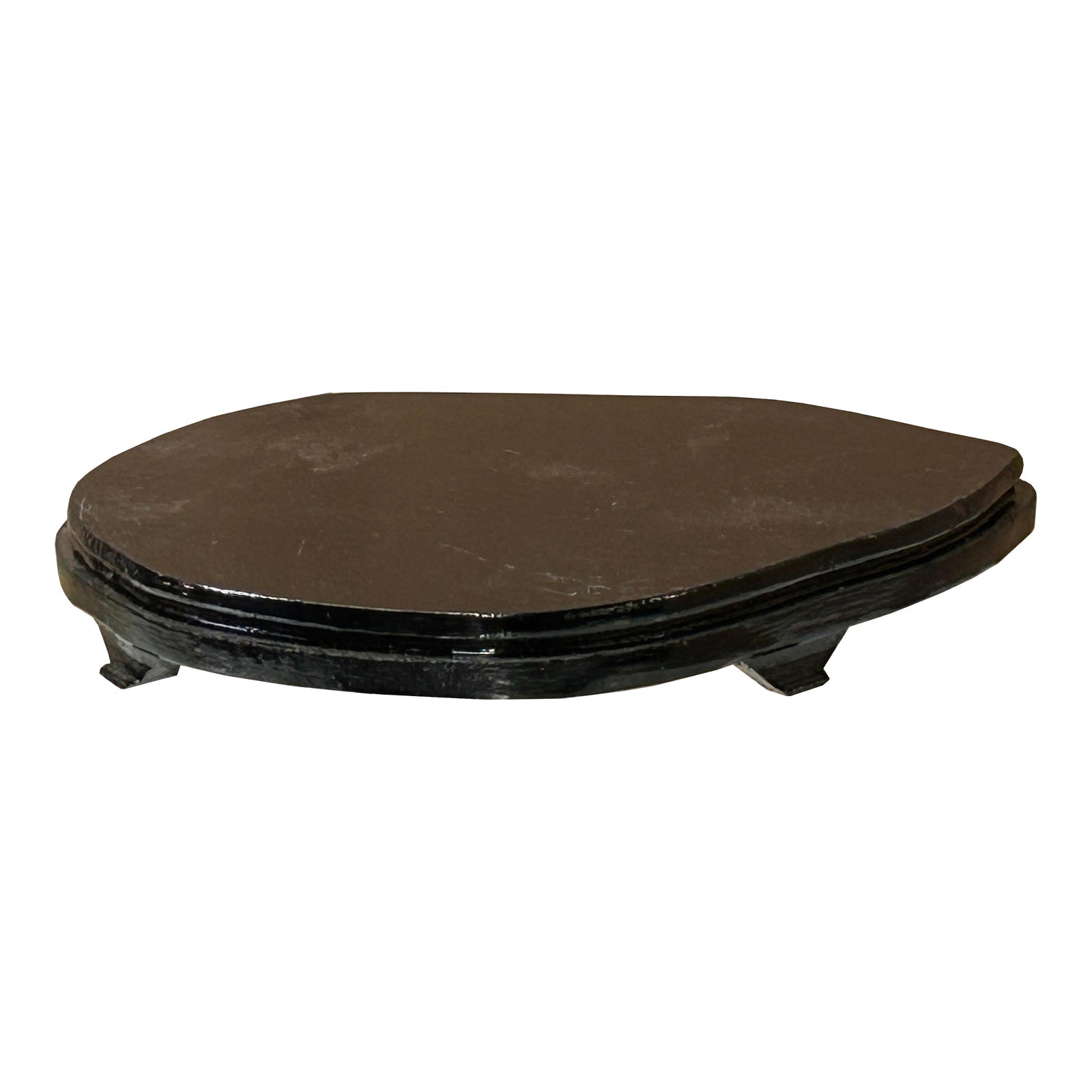 4.5" Black Wood Uneven Oval Shape Display Stand Riser Easel | Chairish