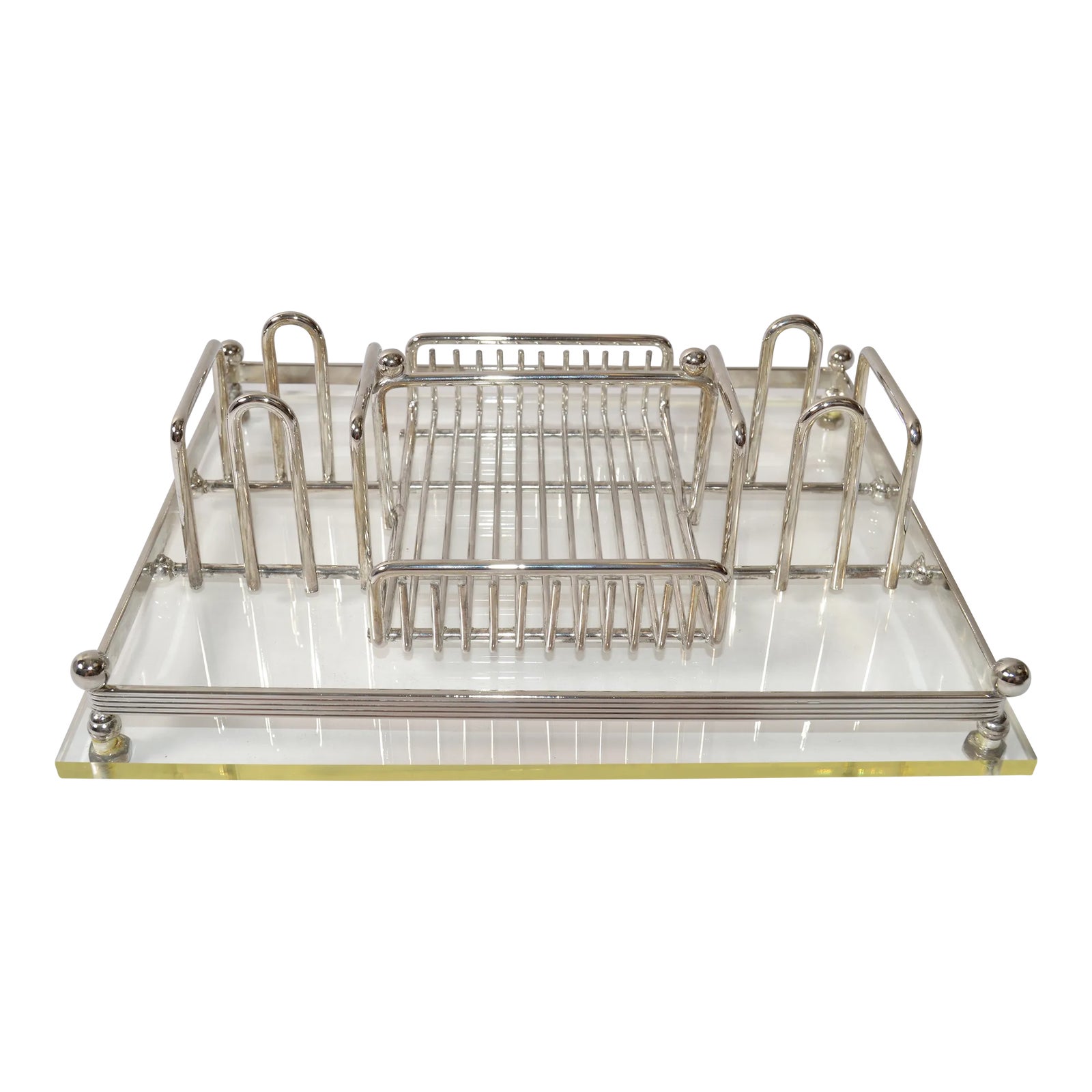 1970 American Mid-Century Modern Silver Plate Lucite Buffet Caddy ...