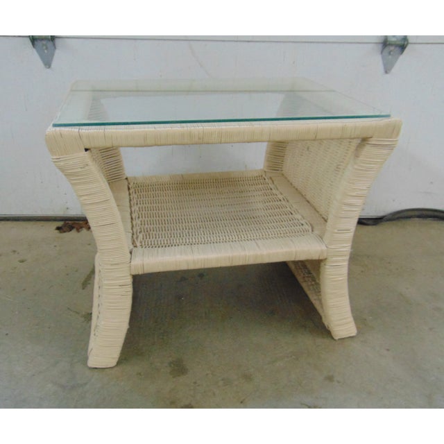 Mid-Century Modern Style Wicker Side Table | Chairish