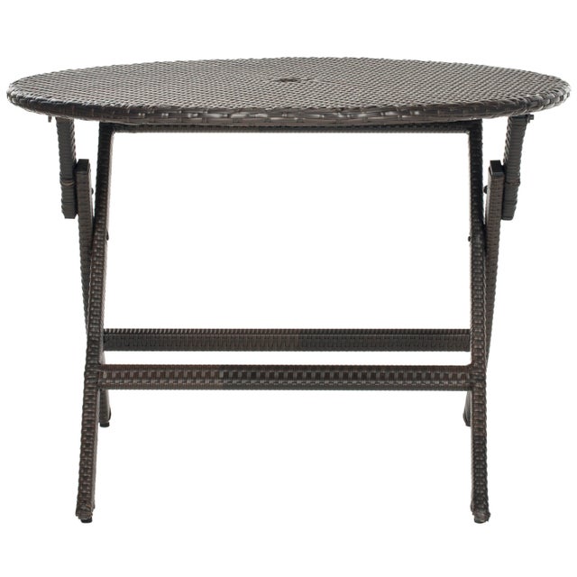 Outdoor Round Folding Table in Brown | Chairish