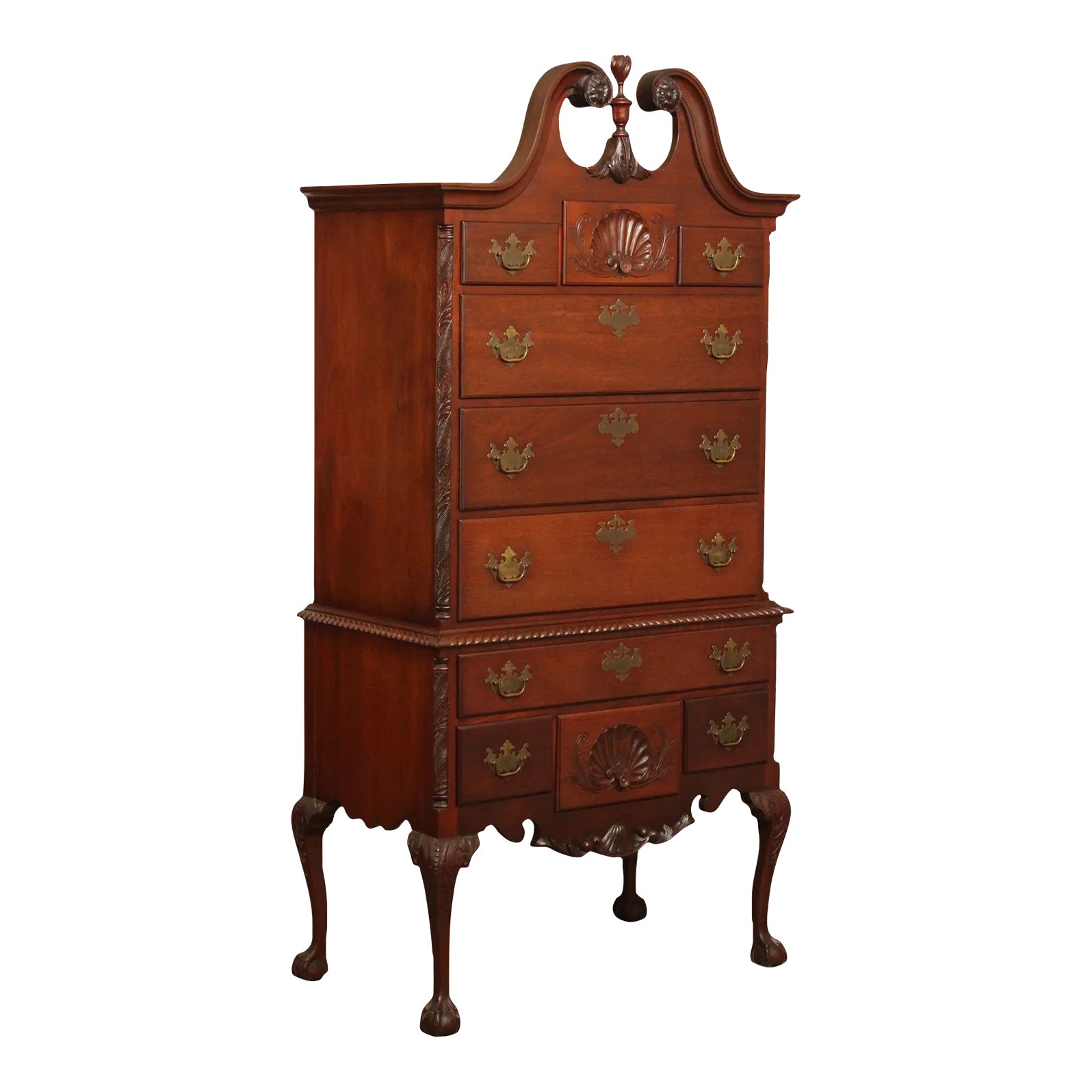 Custom Crafted Philadelphia Chippendale Style Carved Mahogany Highboy ...