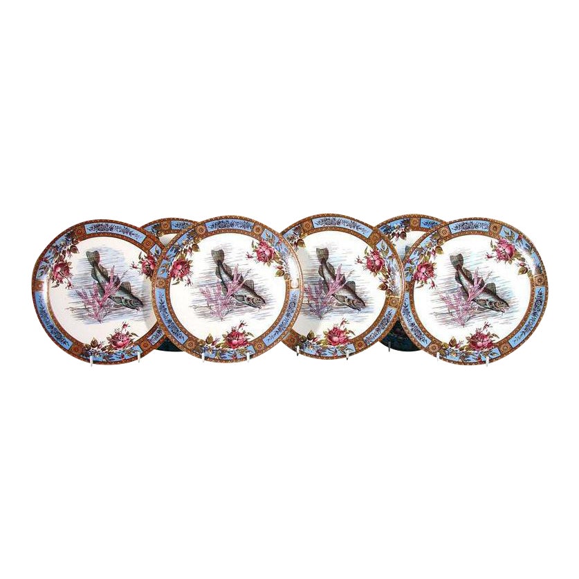 Fish Garfield Pottery Earthenware Plates Wood & Hulme - Set of 6 | Chairish