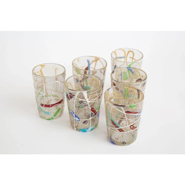 Murano Hand Blown Colorful Designed Abstract Glasses Barware Set of 6 ...