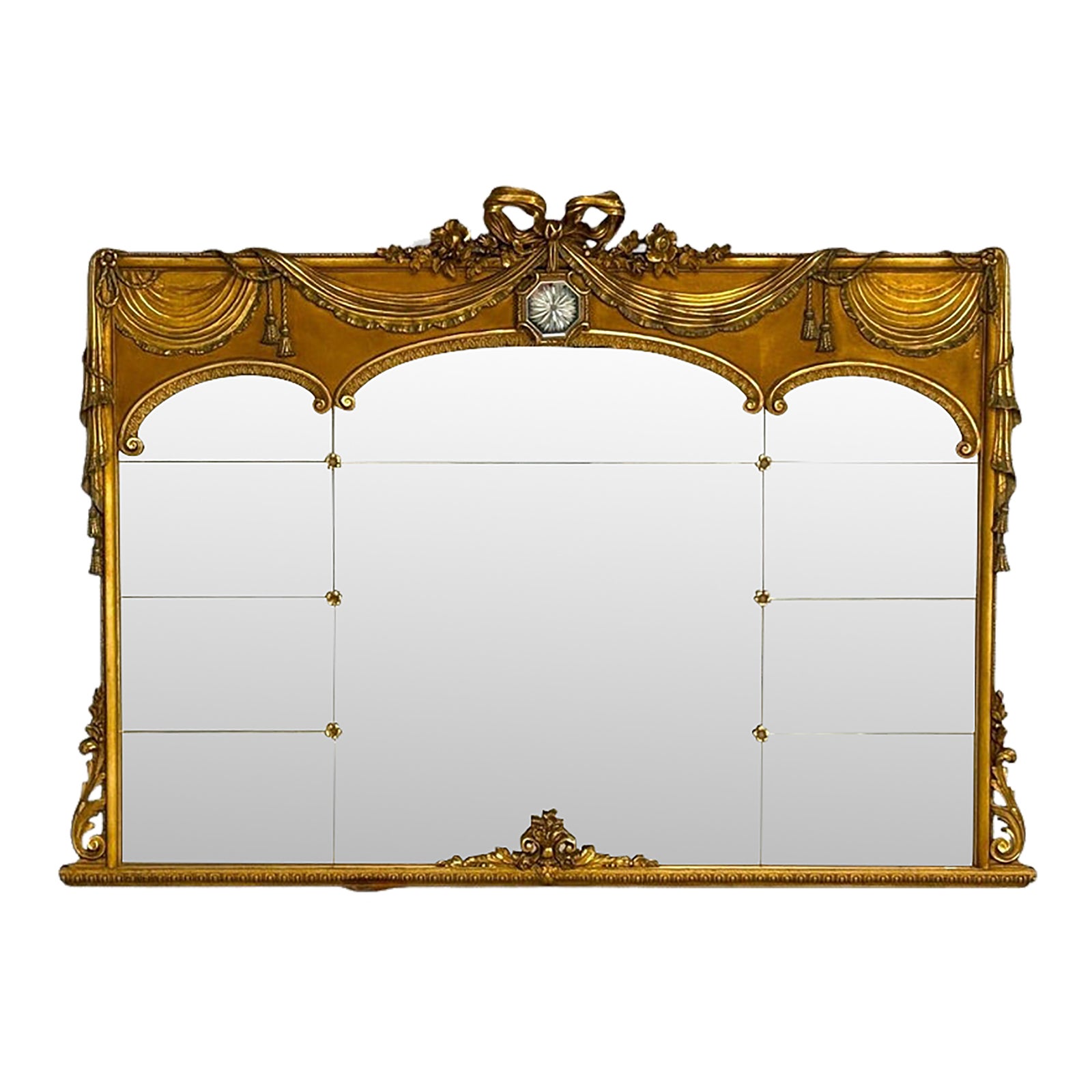Adam Style, Giltwood, Drapery Motif, Over the Mantle Wall Mirror, Italy ...