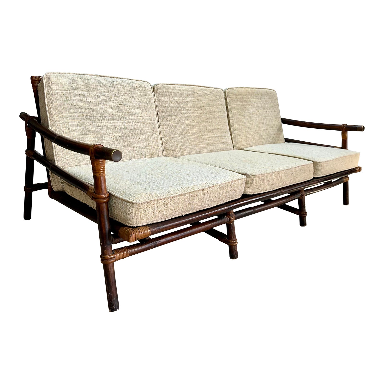 1950s John Wisner for Ficks Reed Rattan Campaign Sofa | Chairish